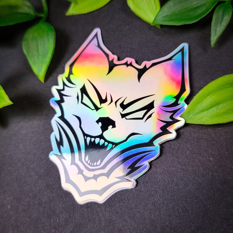 Holographic Wolf Vinyl Sticker Reflective Laptop Sticker Rainbow Effect ...
