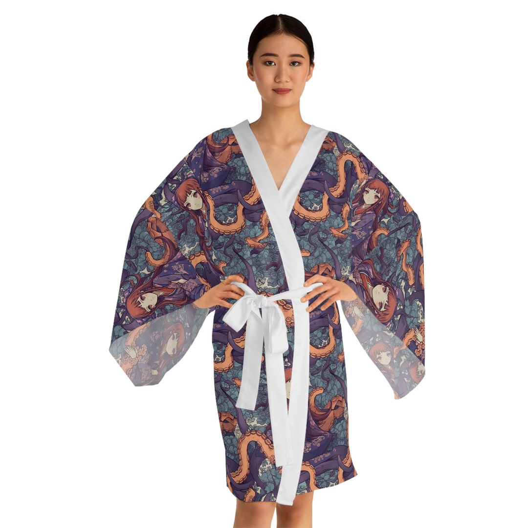 Long Sleeve Kimono Robe - Anime, Girl, Geisha, Cartoon - Etsy