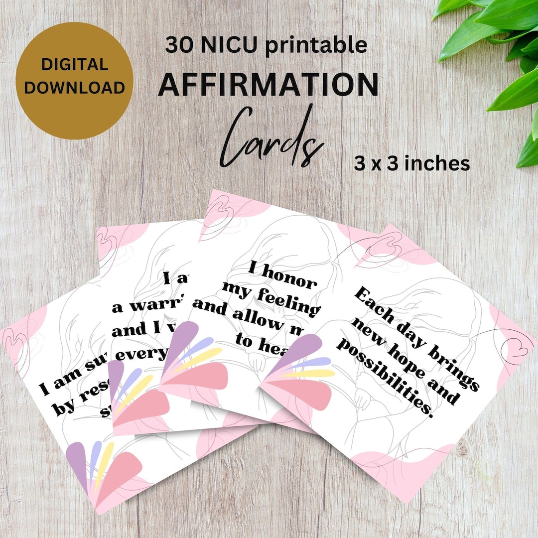 NICU Mom Affirmation Cards Printable, Positive Quote Flash Cards for ...