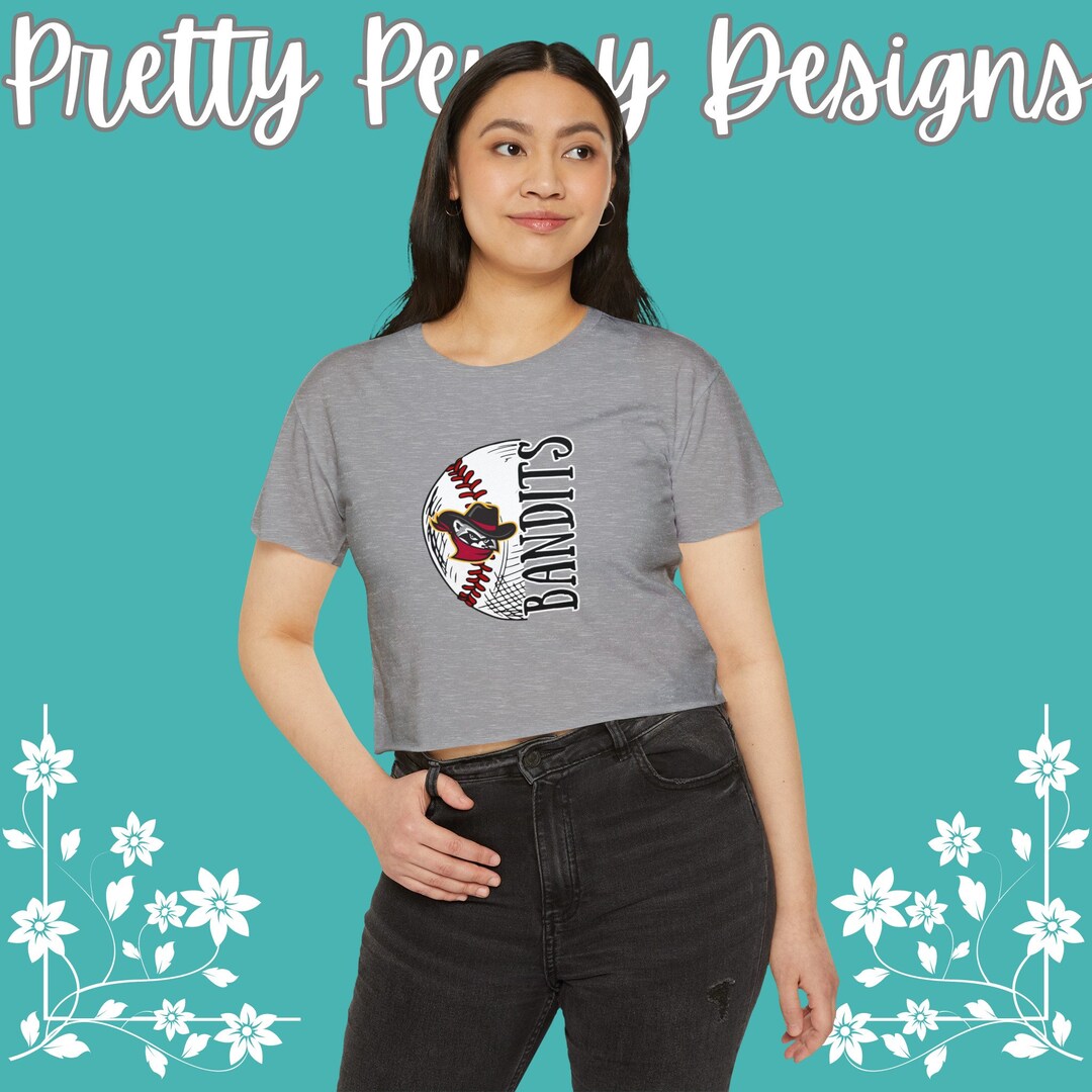 Bandits Baseball Crop Top Gray, Bandits Fan Gear, Bandits Baseball Gift ...
