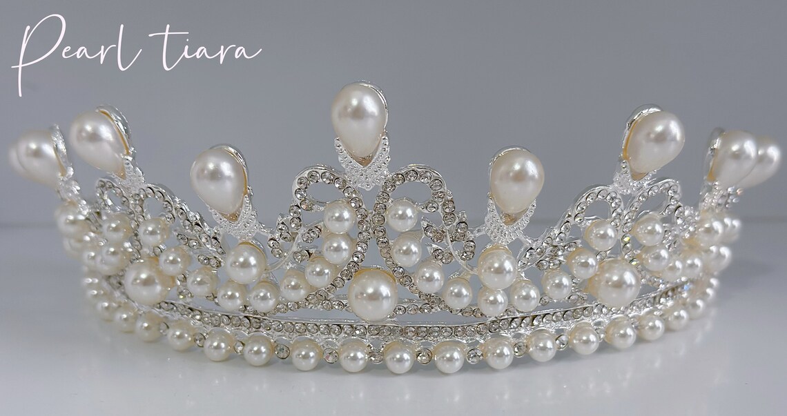 Bridal Tiara | Bridal Crown | Pearl Head Piece | Pearl Crown | Wedding ...