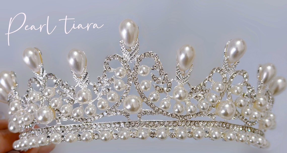 Bridal Tiara | Bridal Crown | Pearl Head Piece | Pearl Crown | Wedding ...