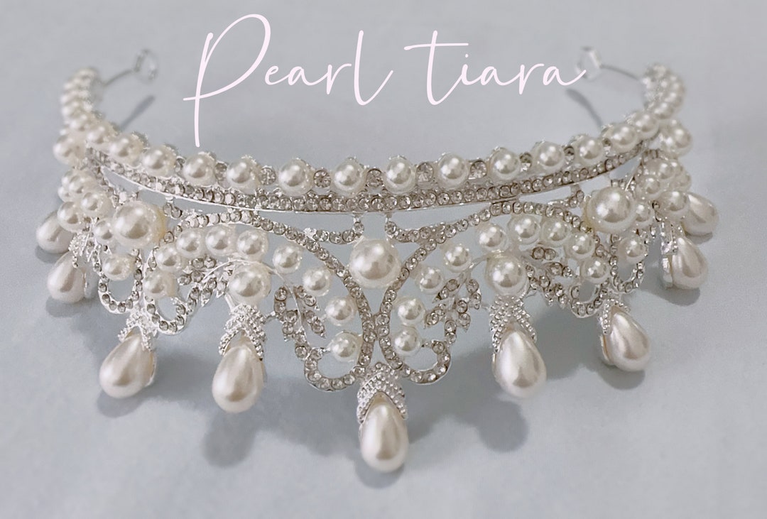 Bridal Tiara | Bridal Crown | Pearl Head Piece | Pearl Crown | Wedding ...
