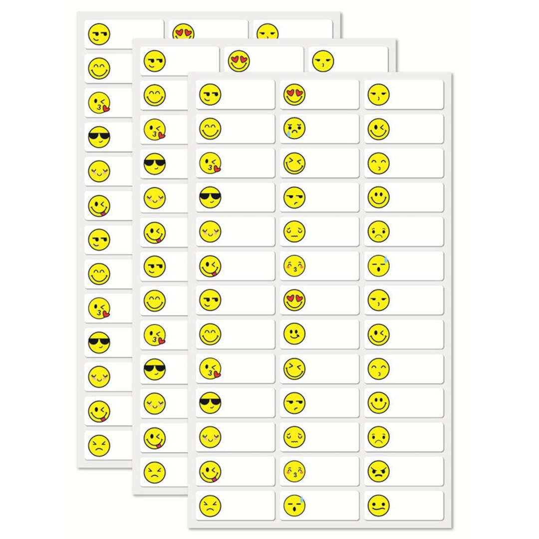 Smiley Face Graphics Personalized Name Stickers size 30mmx11mm - Etsy
