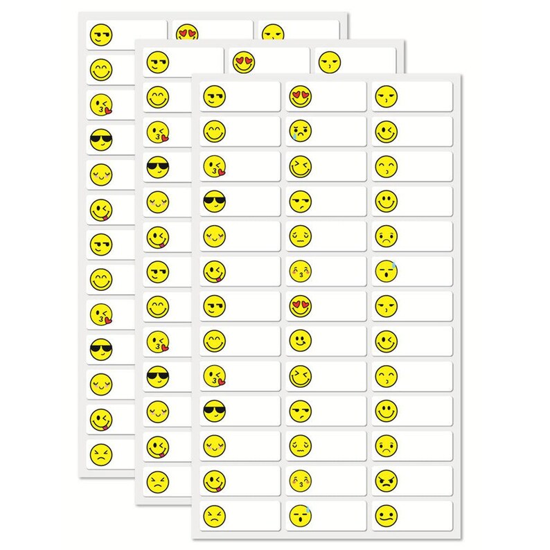 Smiley Face Graphics Personalized Name Stickers size 30mmx11mm - Etsy