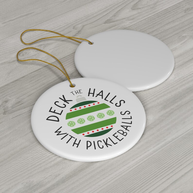 Pickleball Pickle Ball Ceramic Christmas Tree Circle Ornament - Etsy
