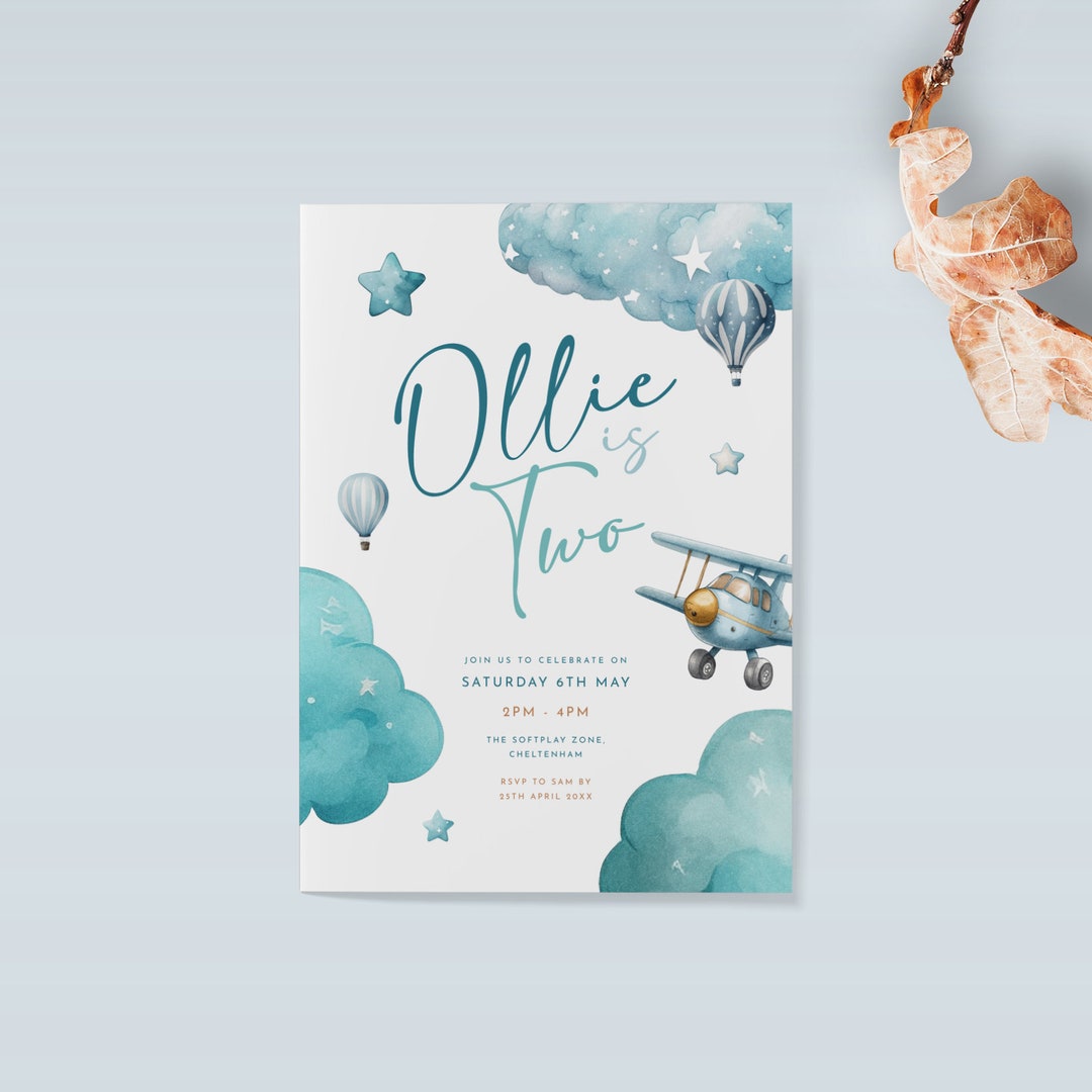Chocks Aways Birthday Invitation Editable Templett Template Colorful ...