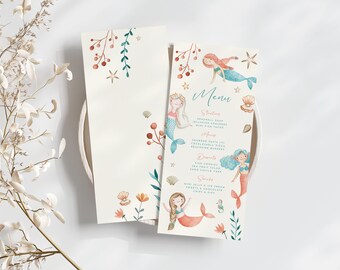 Mermaid Birthday Menu Editable Menu Template (Instant Download) - Etsy
