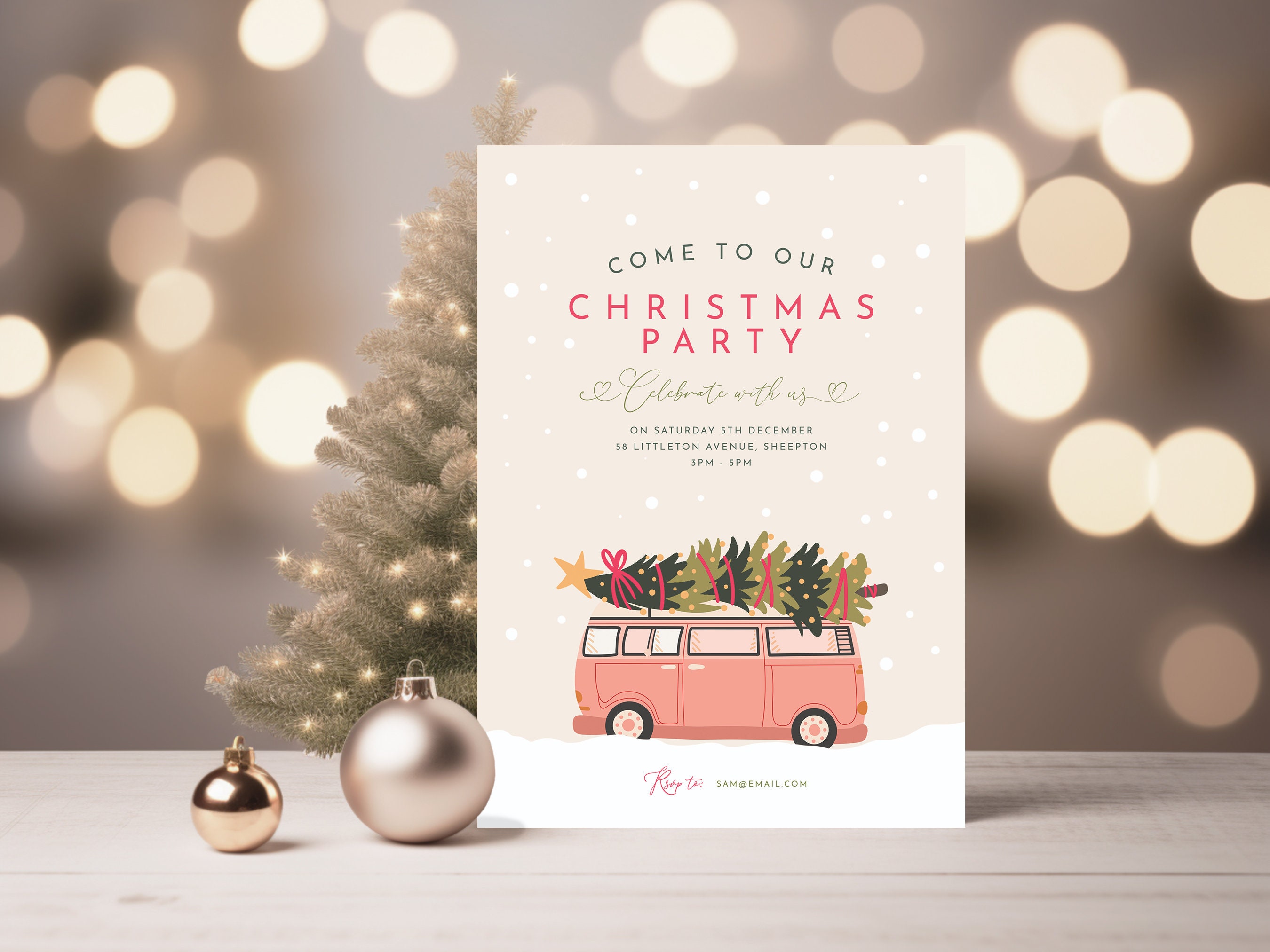 Christmas Camper Van Printable Party Invite and Evite - Etsy