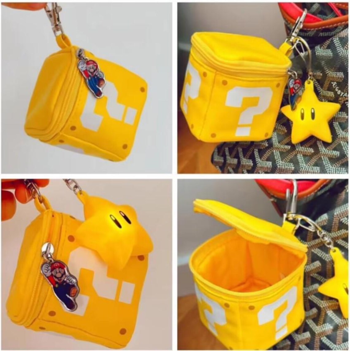 Super Mario Question Bags With Mario Keychains (no Star Keychains) - Etsy