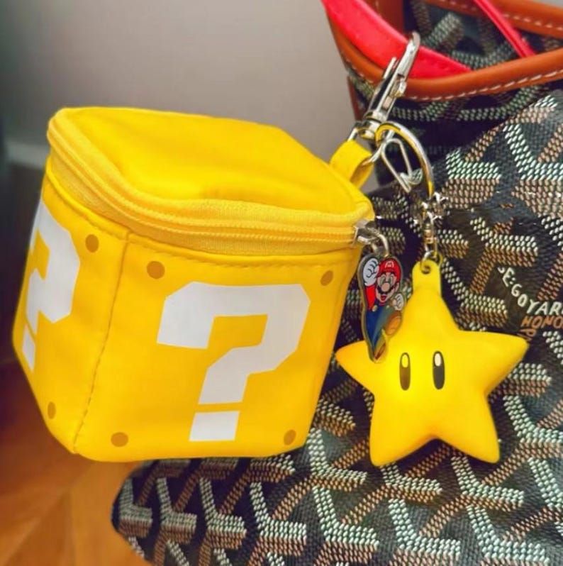 Super Mario Question Bags With Mario Keychains (no Star Keychains) - Etsy