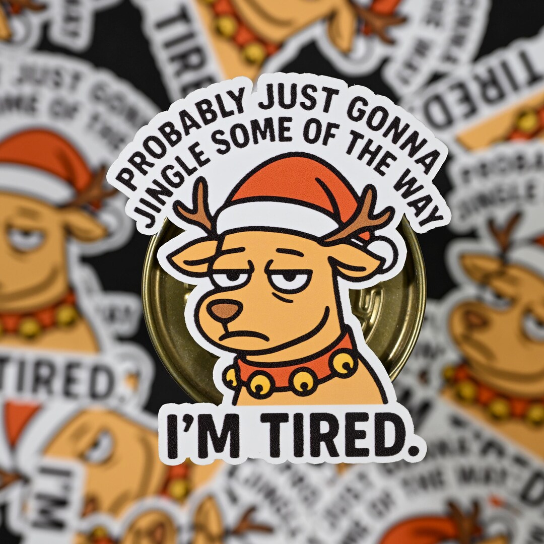 Tired Reindeer Christmas Sticker | Funny Holiday Burnout Gift - Etsy