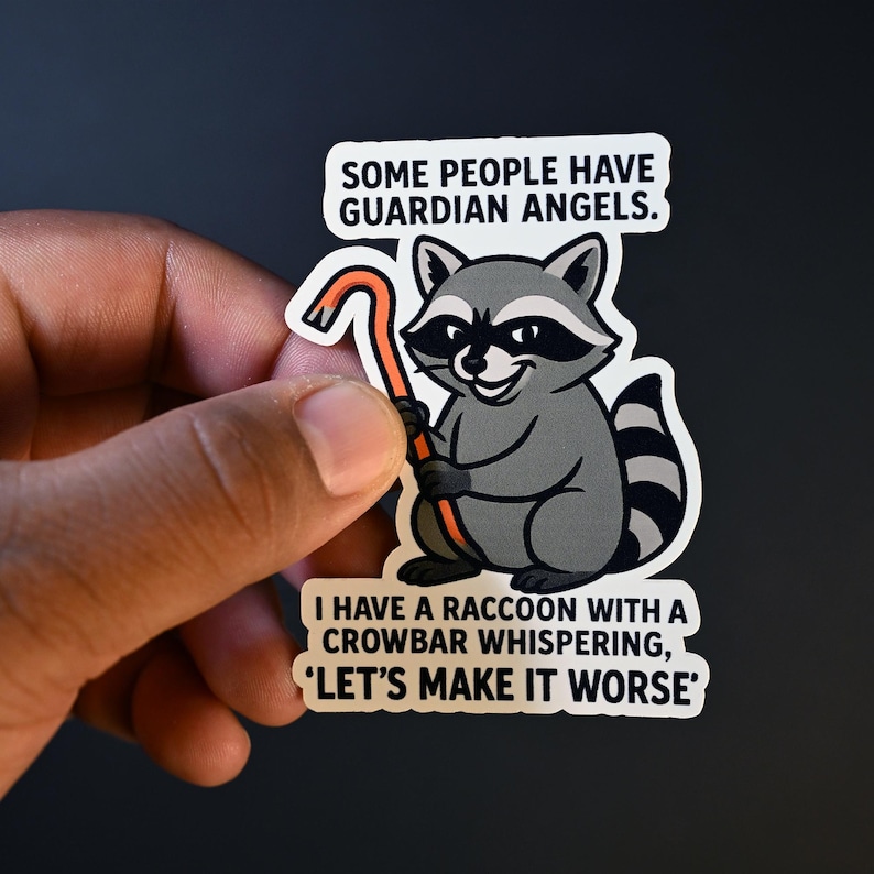 Raccoon With Crowbar Sticker: Mischief Meme - Laptop, Water Bottle ...