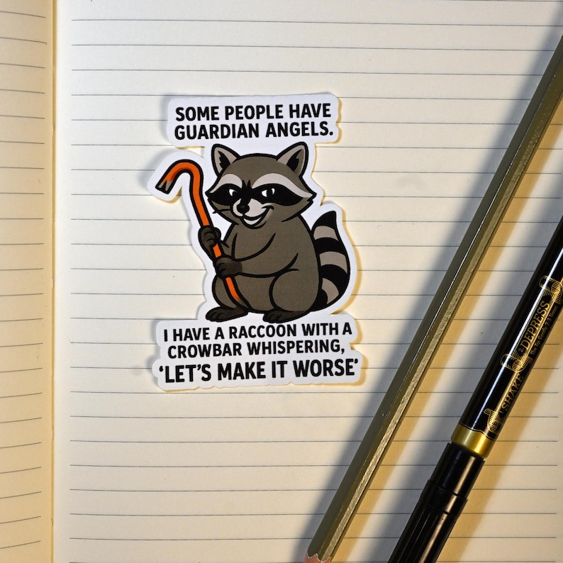Raccoon With Crowbar Sticker: Mischief Meme - Laptop, Water Bottle ...