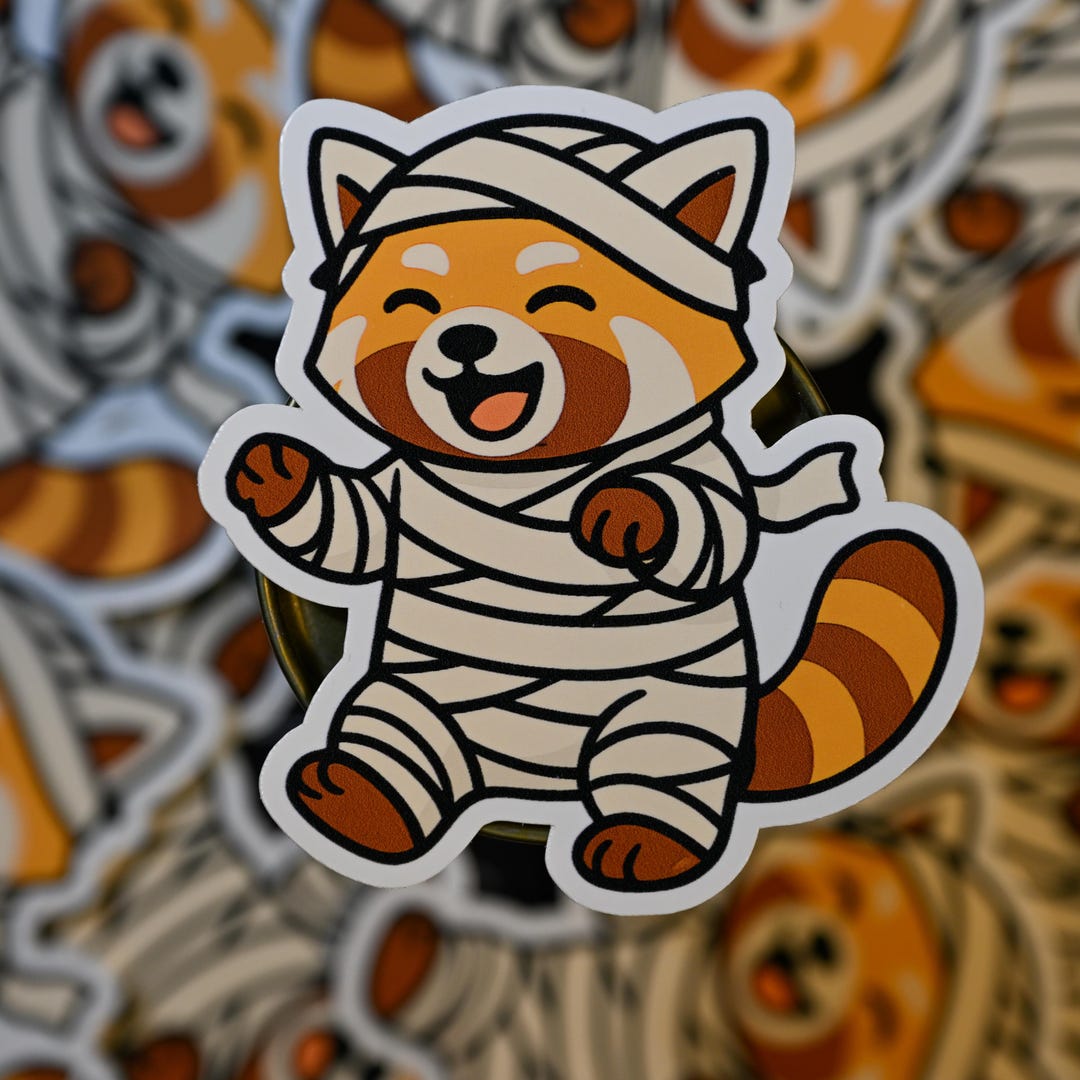 Red Panda Mummy Sticker: Kawaii Halloween Vinyl Decal - Etsy