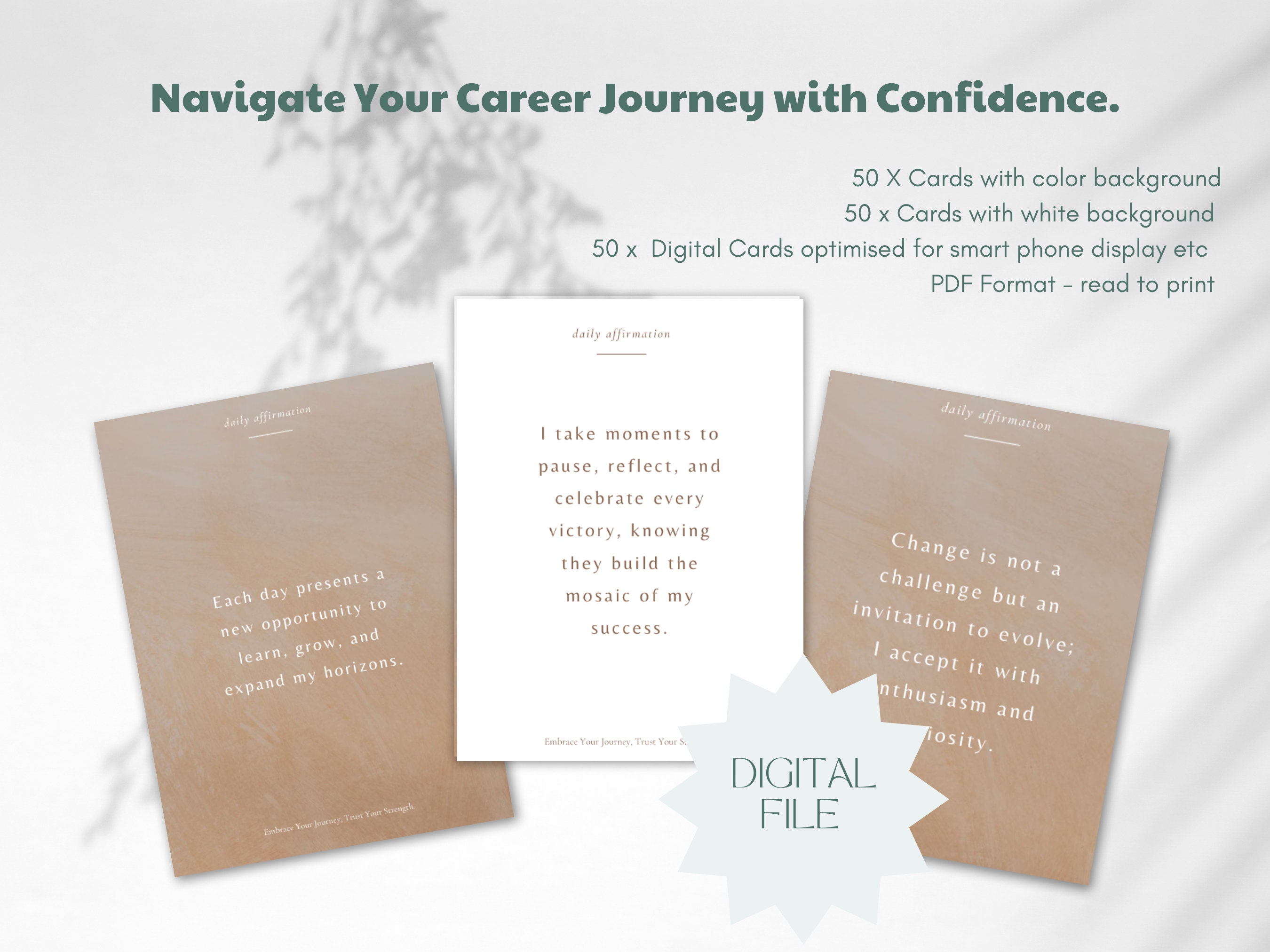 Career Affirmation Cards, Digital and Printable: Boost Professional ...