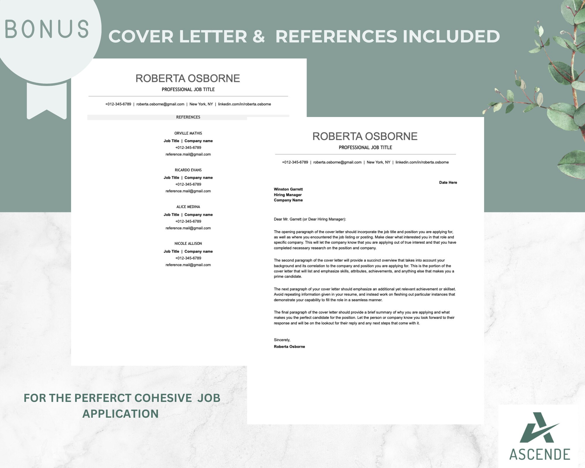 Minimalist ATS CV Template 2023 for Google Docs: Professional 1 & 2 ...