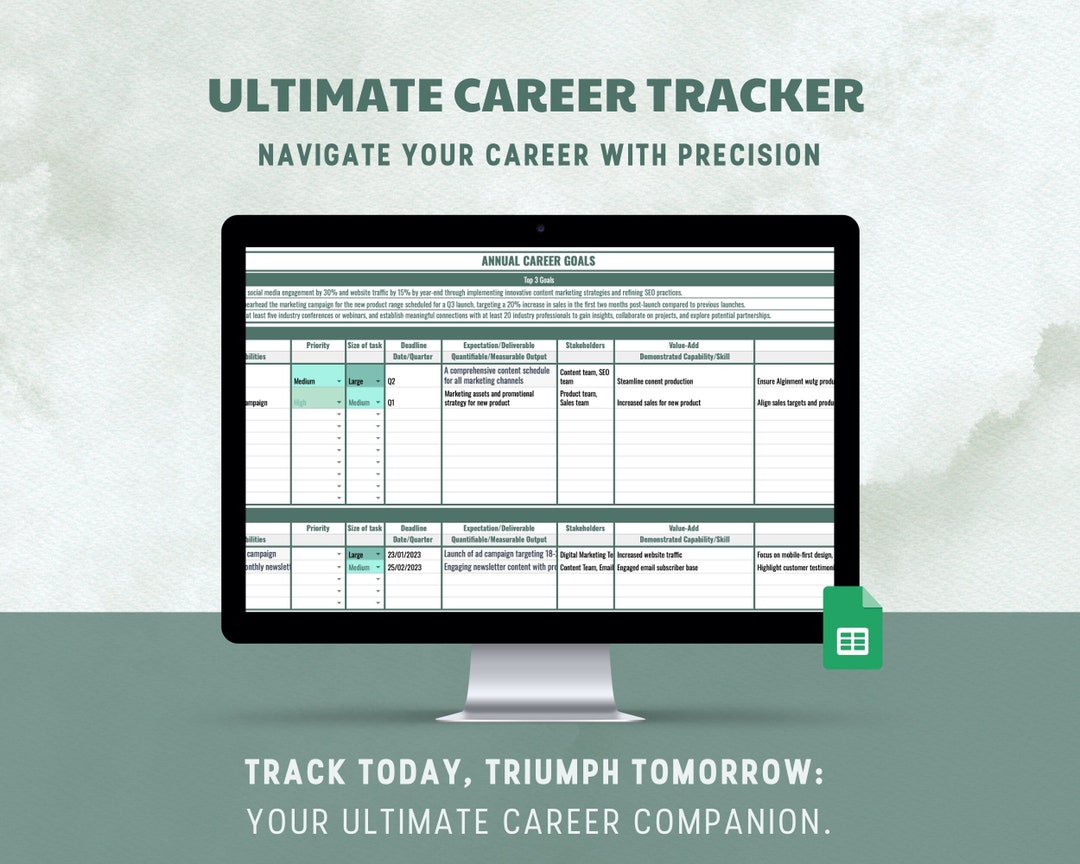 Ultimate Career Tracker for Google Sheets: Salary, Skills, Goals ...