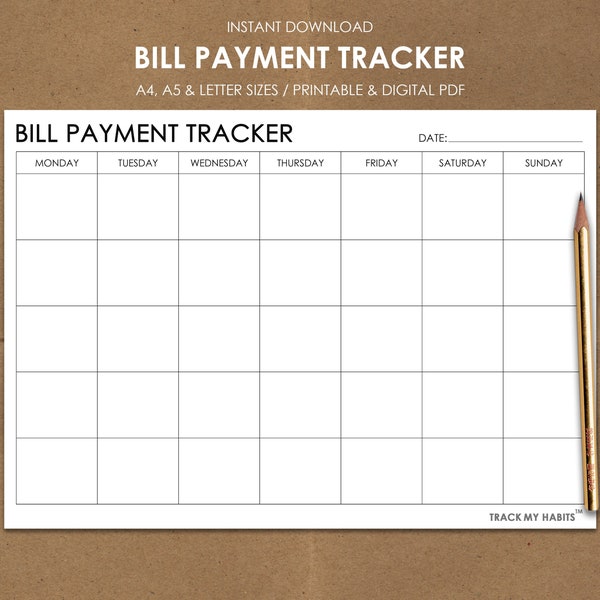 Free Printable Bill Calendar - Etsy