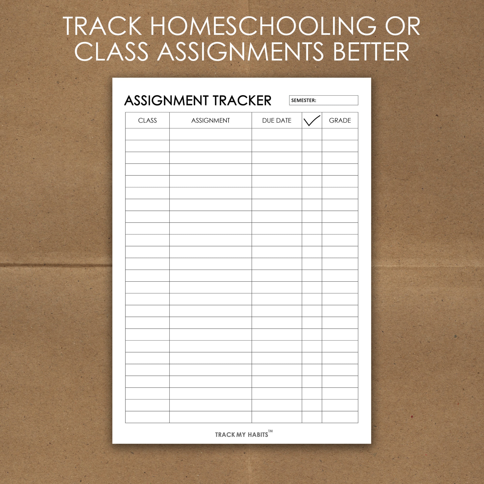 Assignment Tracker Assignment Printable List Homework - Etsy