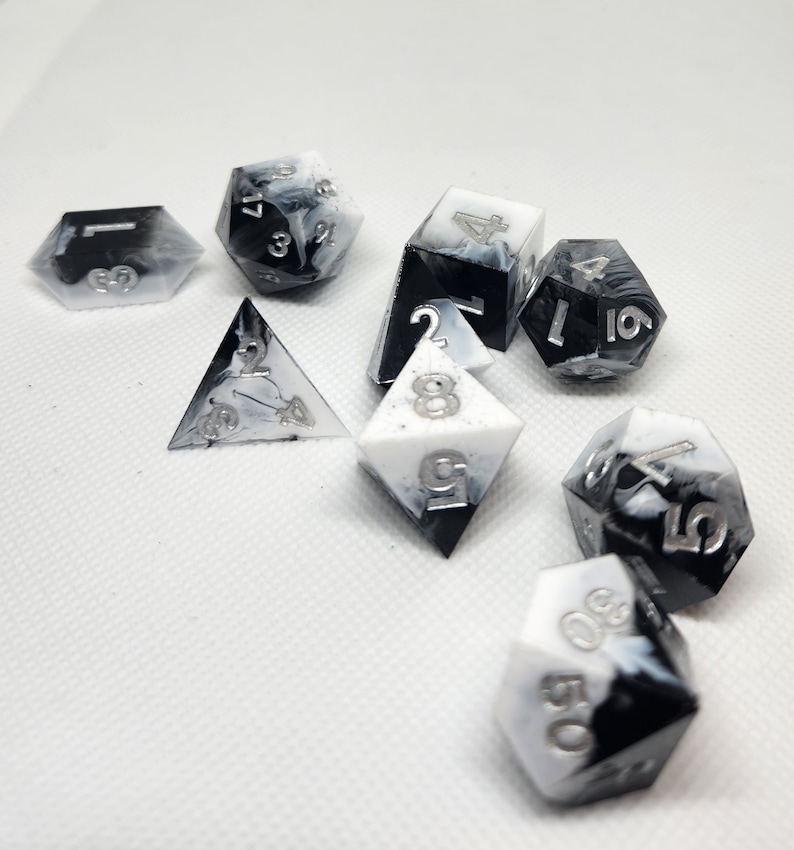 Smoke Large Resin Dice Set Handcrafted Polyhedral RPG Gaming Collection ...