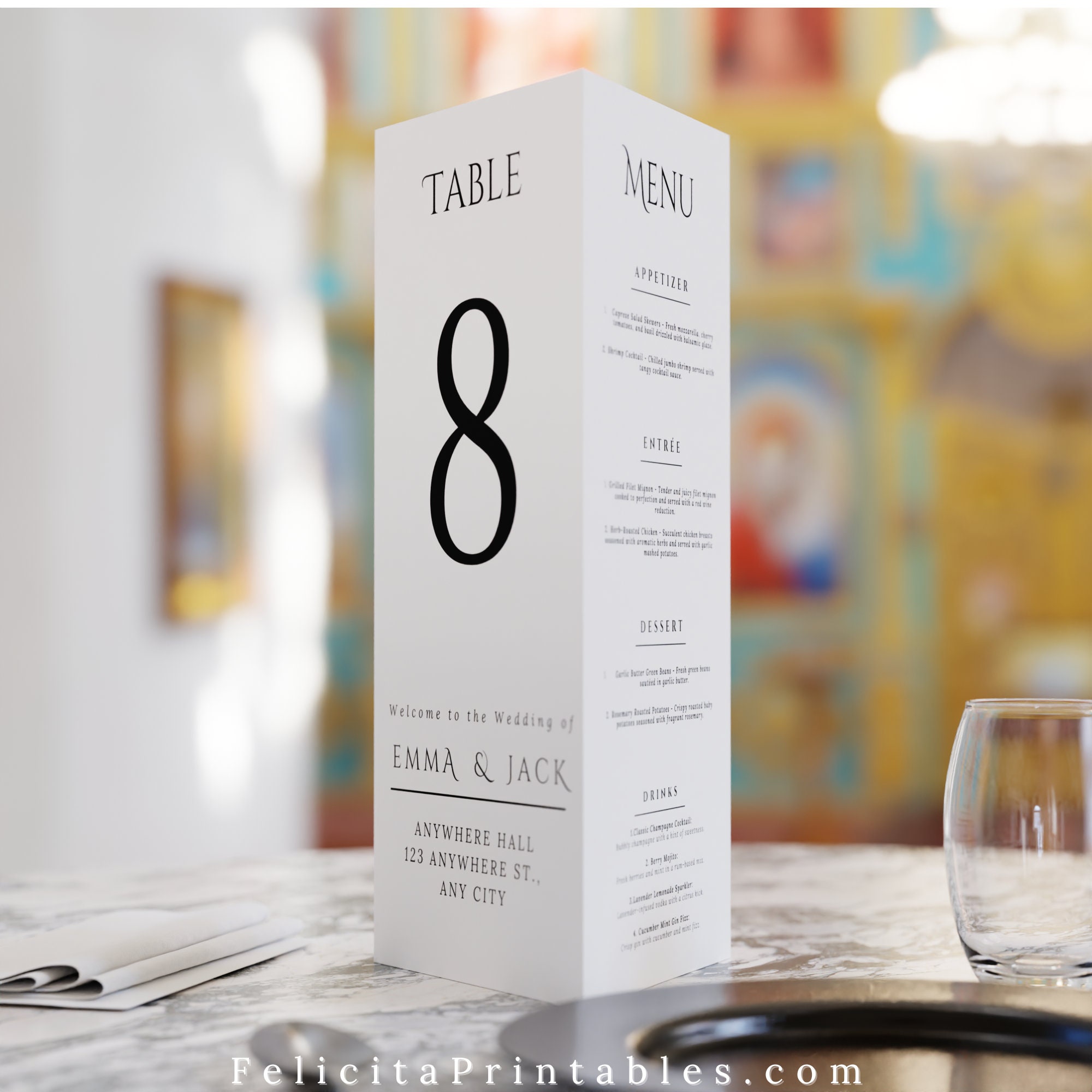 Modern Wedding Triangle Table Number Template, Wedding Menu, Program ...