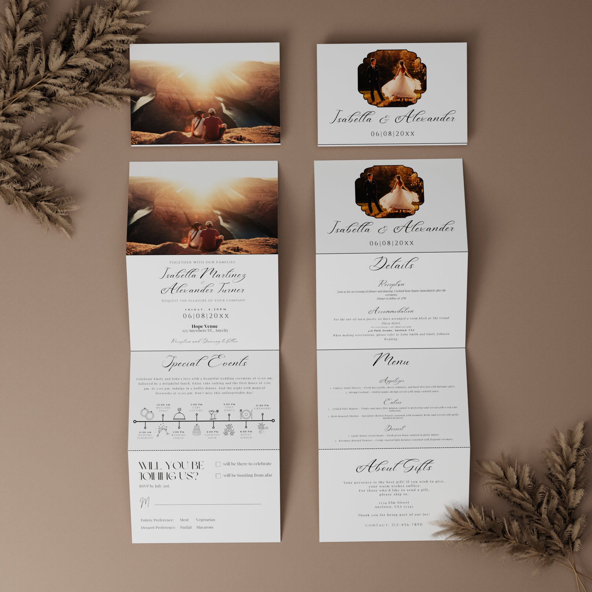 Photo- Concertina Wedding Invitation Template | Folded Wedding Invite ...