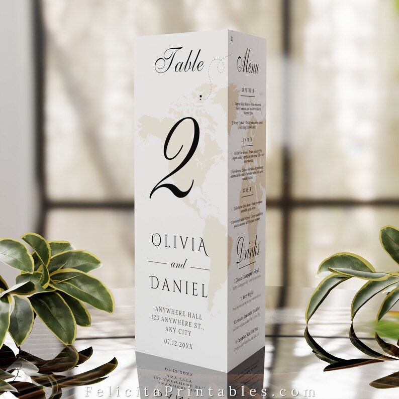 Destination Trifold Wedding Table Sign, Travel Triangle Table Number ...