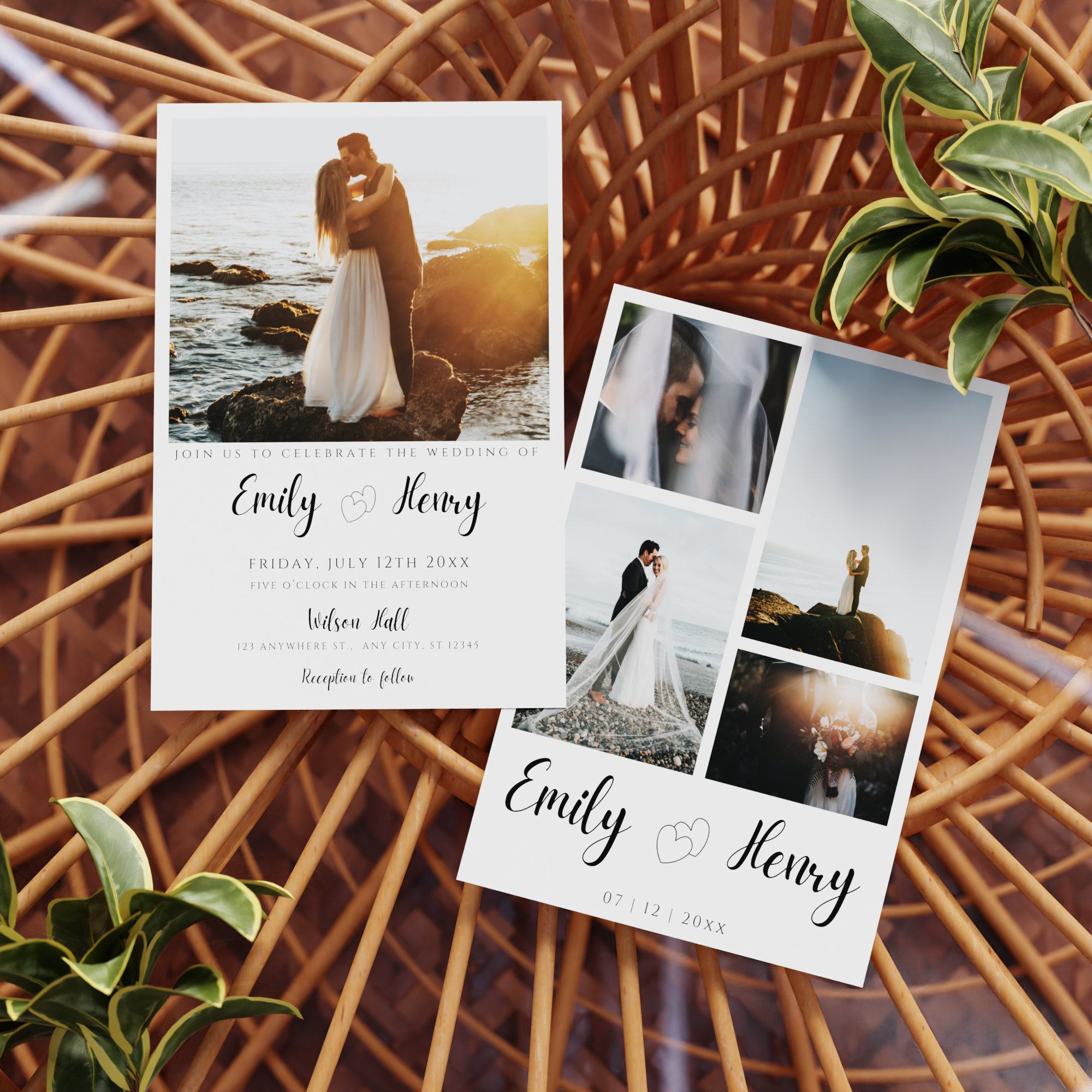 Photo Wedding Invitation Template Photo Collage Invitation Edit With ...