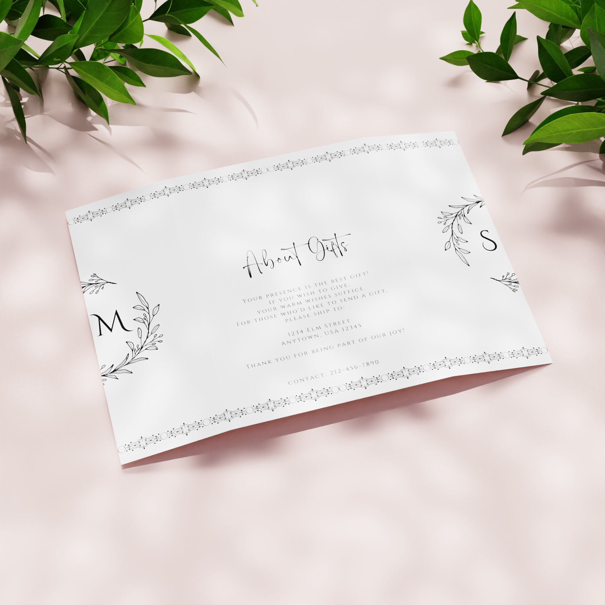 Modern Wedding Folded Invitation Template, Trifold Invitation Program Template, Gatefold ...