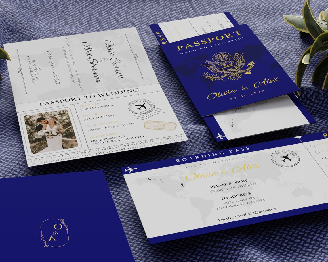 Passport Wedding Invitation Suite, Destination Wedding Invitation ...