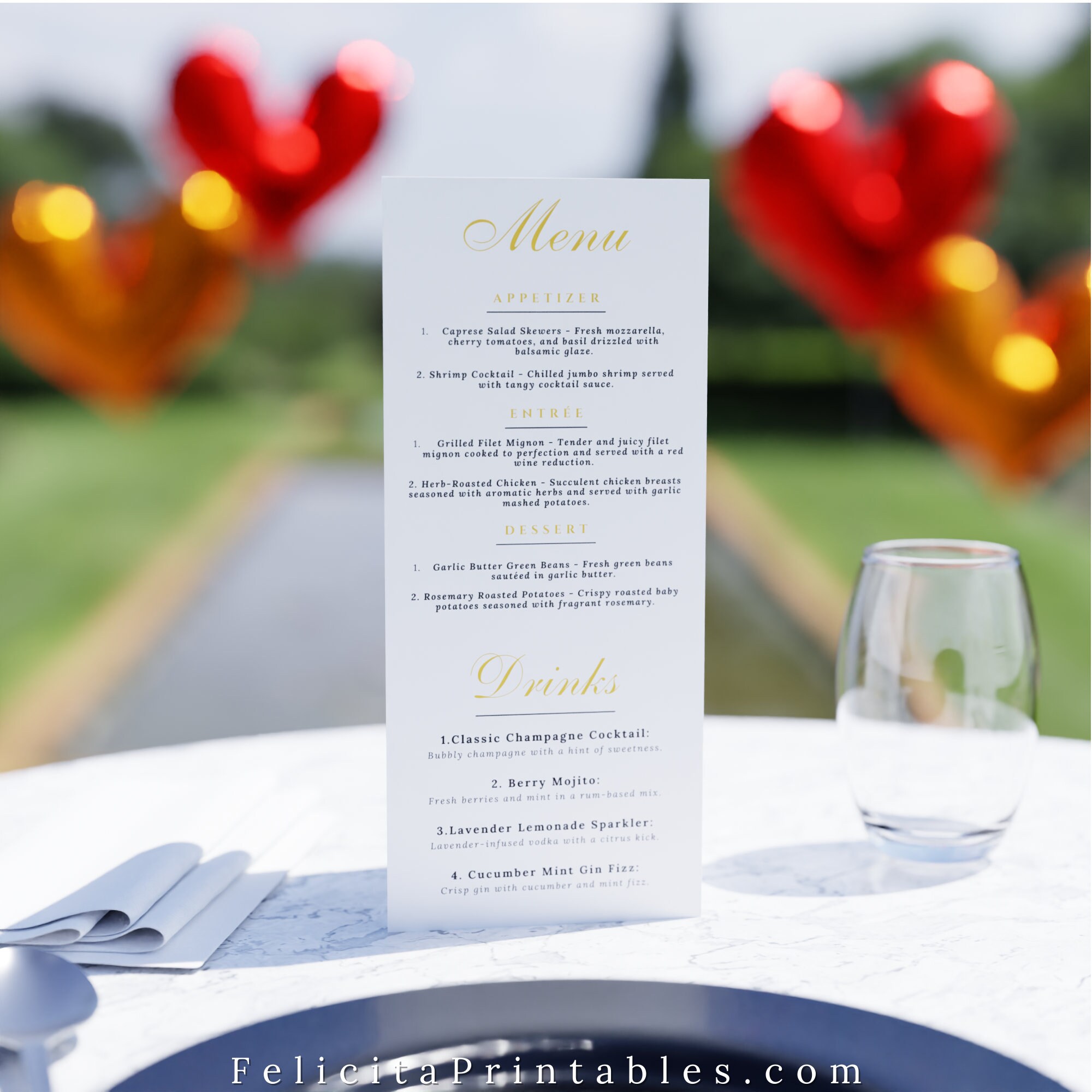 Golden Trifold Wedding Menu Template: Triangle Table Sign (printable ...