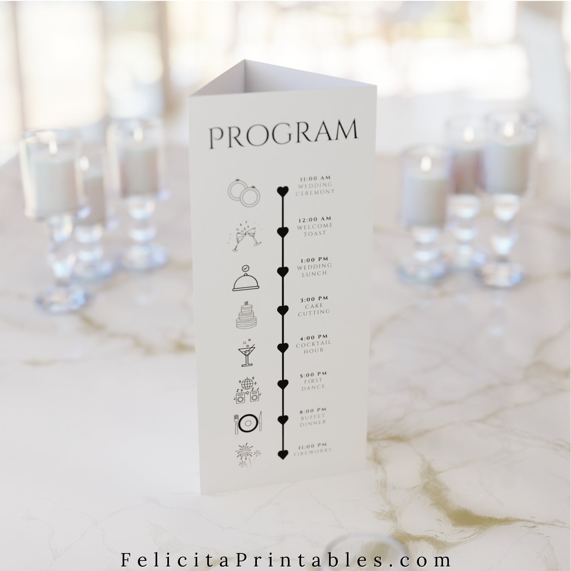 Modern Wedding Triangle Table Number Template, Wedding Menu, Program ...
