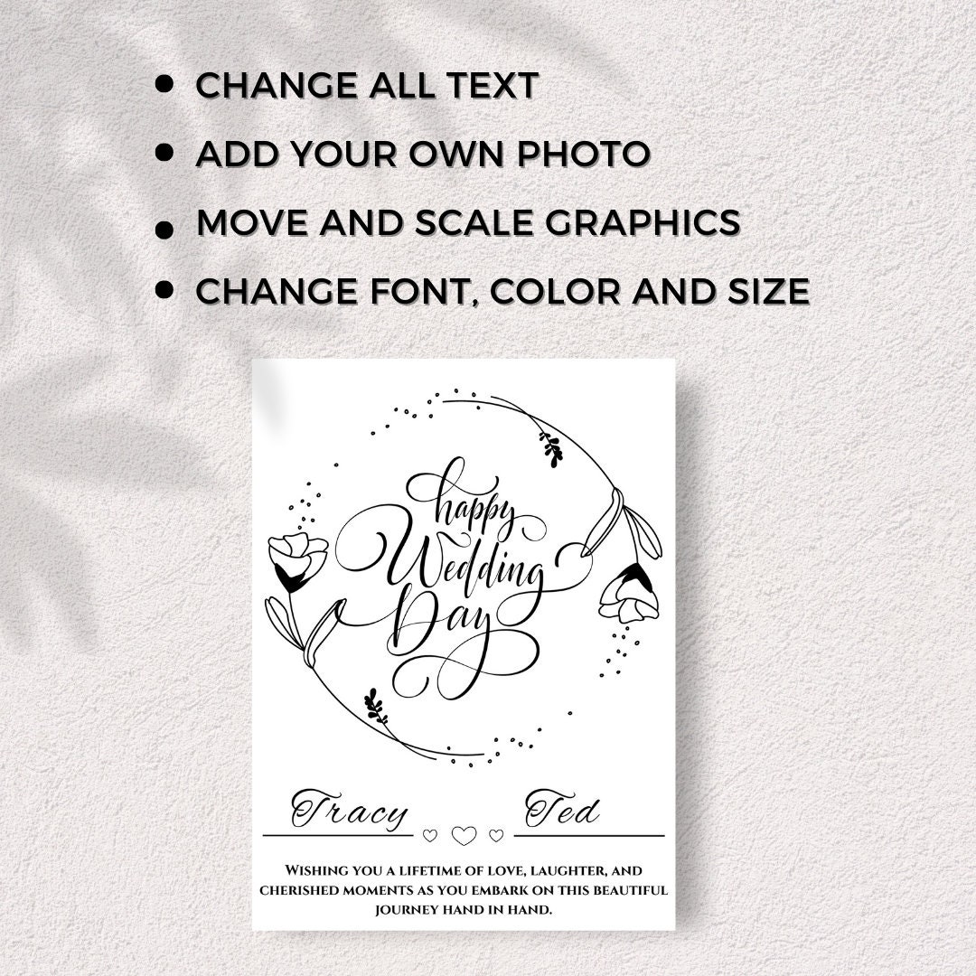 Editable Congratulations Gift Wedding Card Template - Etsy