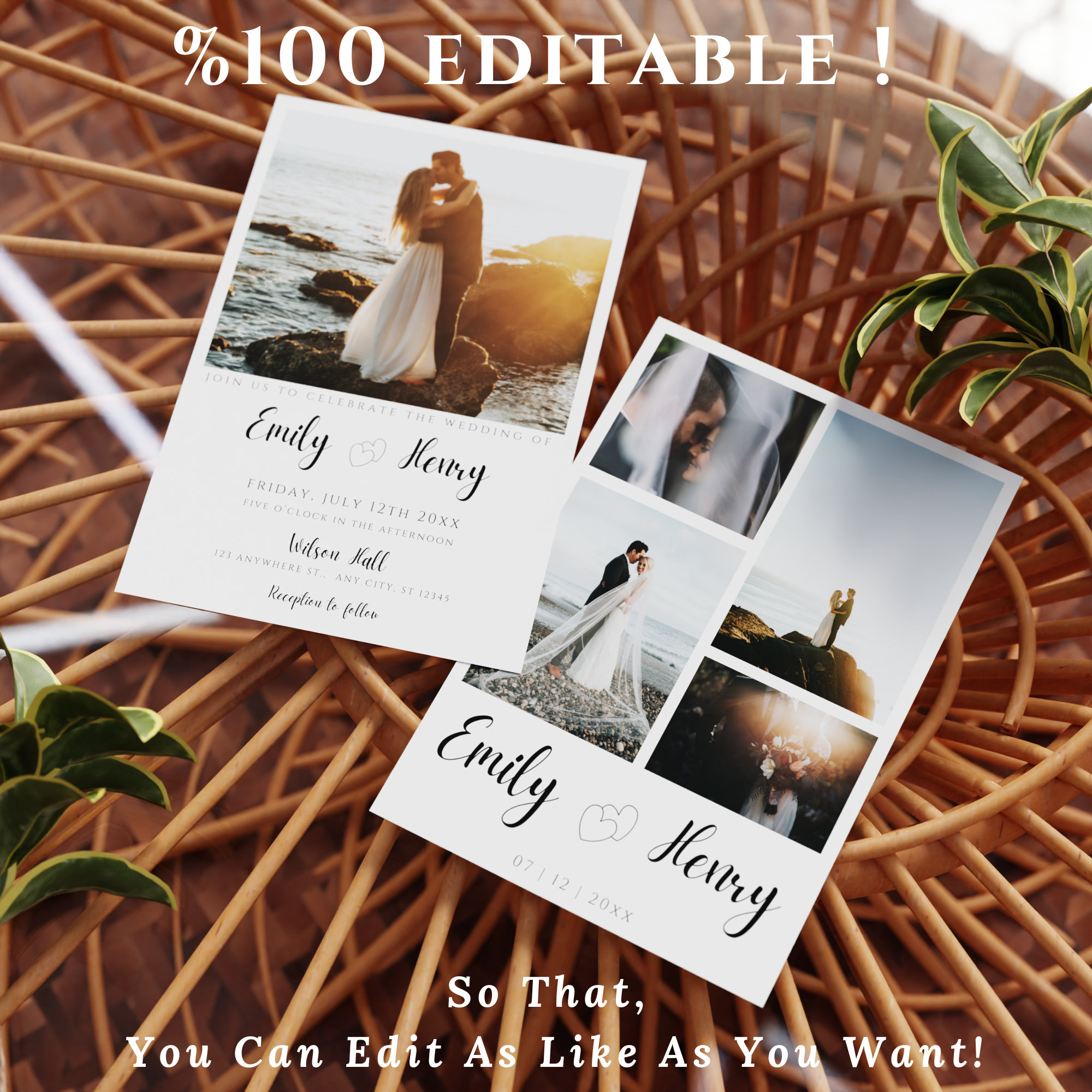 Photo Wedding Invitation Template Photo Collage Invitation Edit With ...