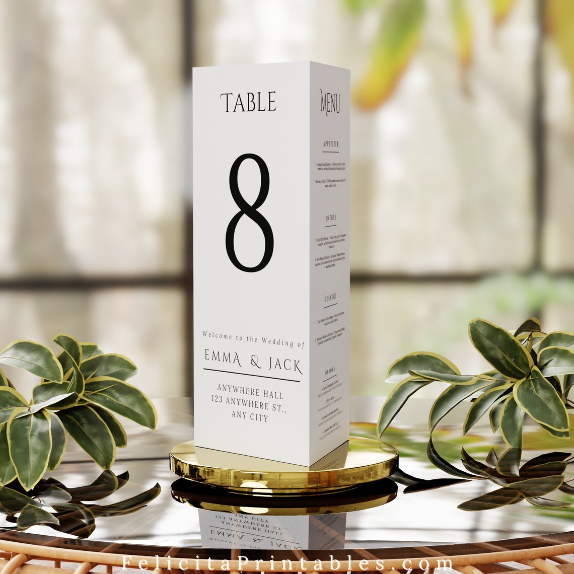 Modern Wedding Triangle Table Number Template, Wedding Menu, Program ...