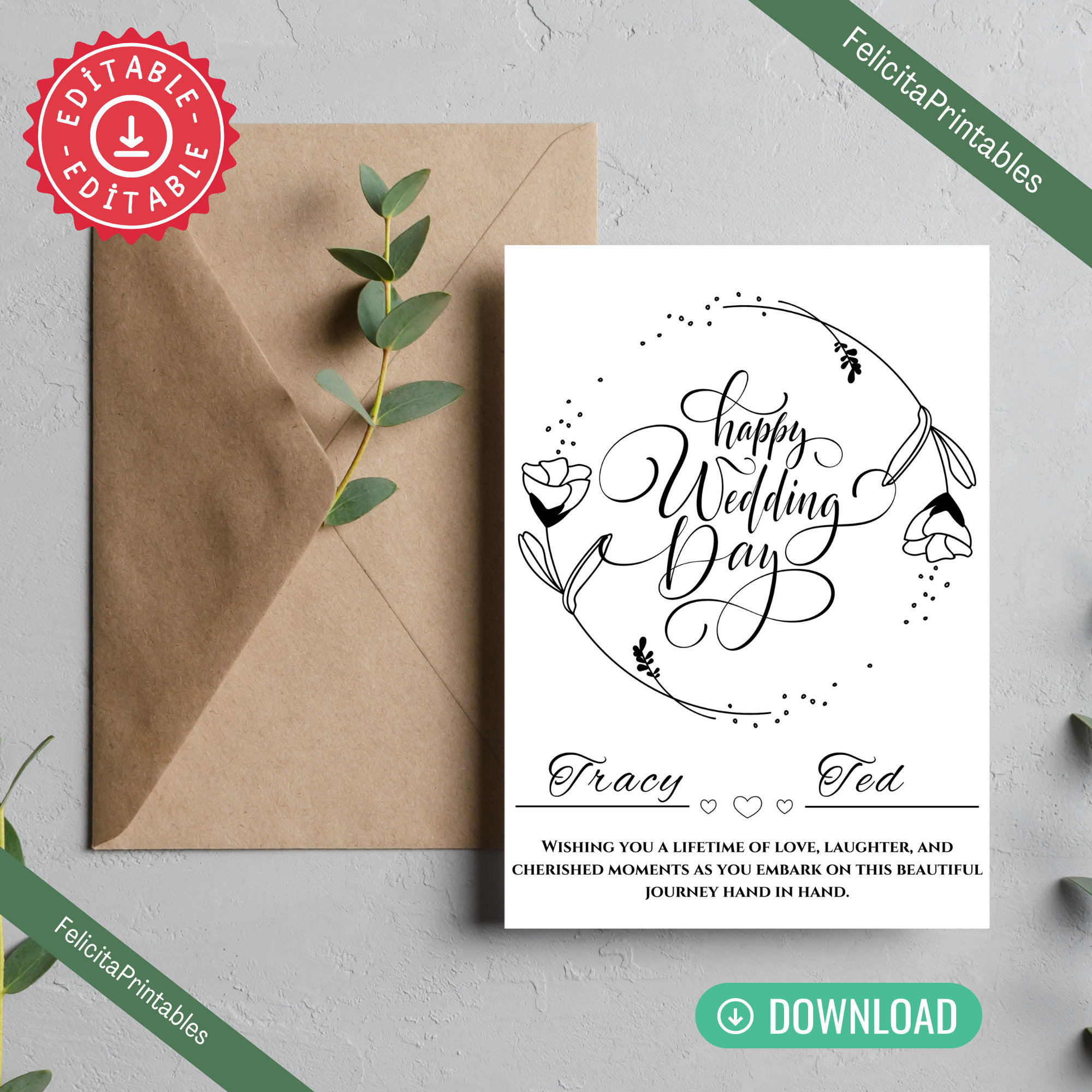 Editable Congratulations Gift Wedding Card Template - Etsy