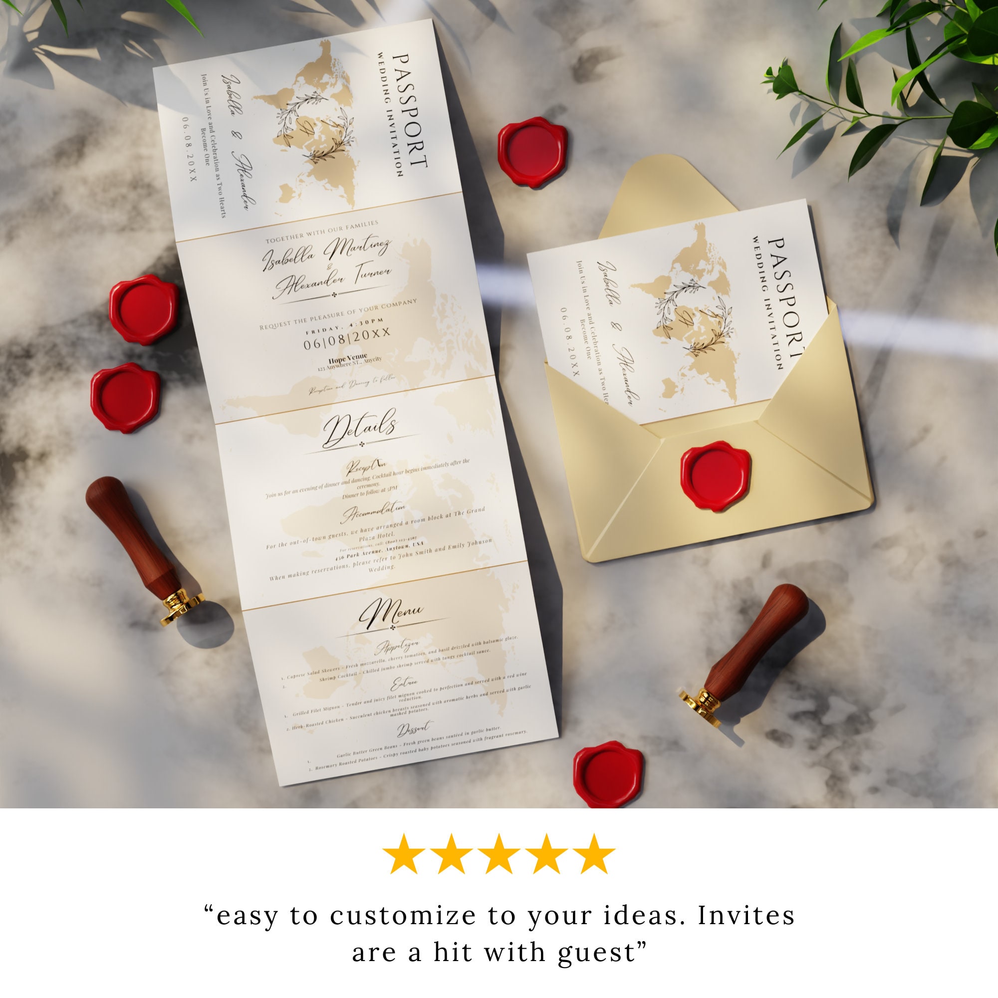 Destination Concertina Wedding Invitation Template Passport Wedding ...