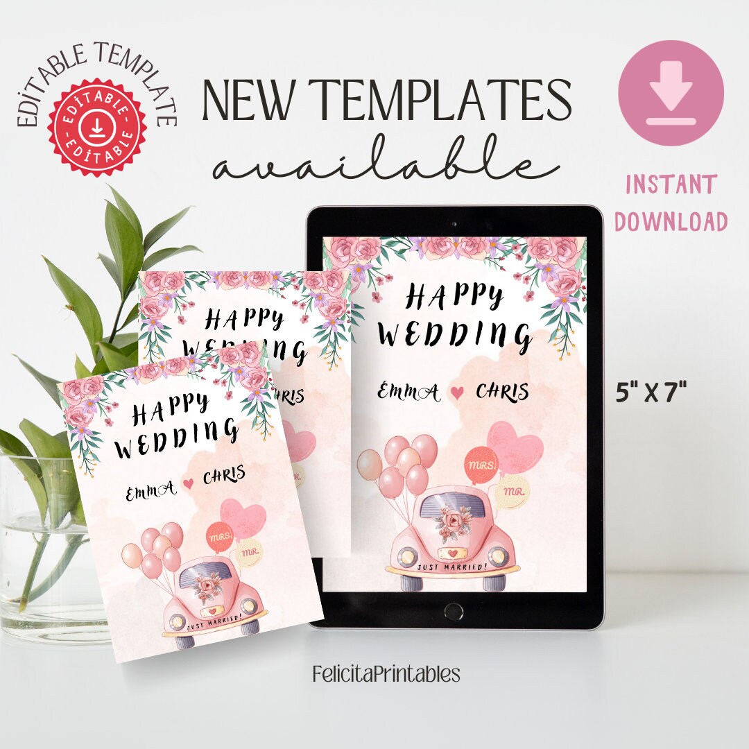 Editable Wedding Card Printable Wedding Card Happy Wedding Card