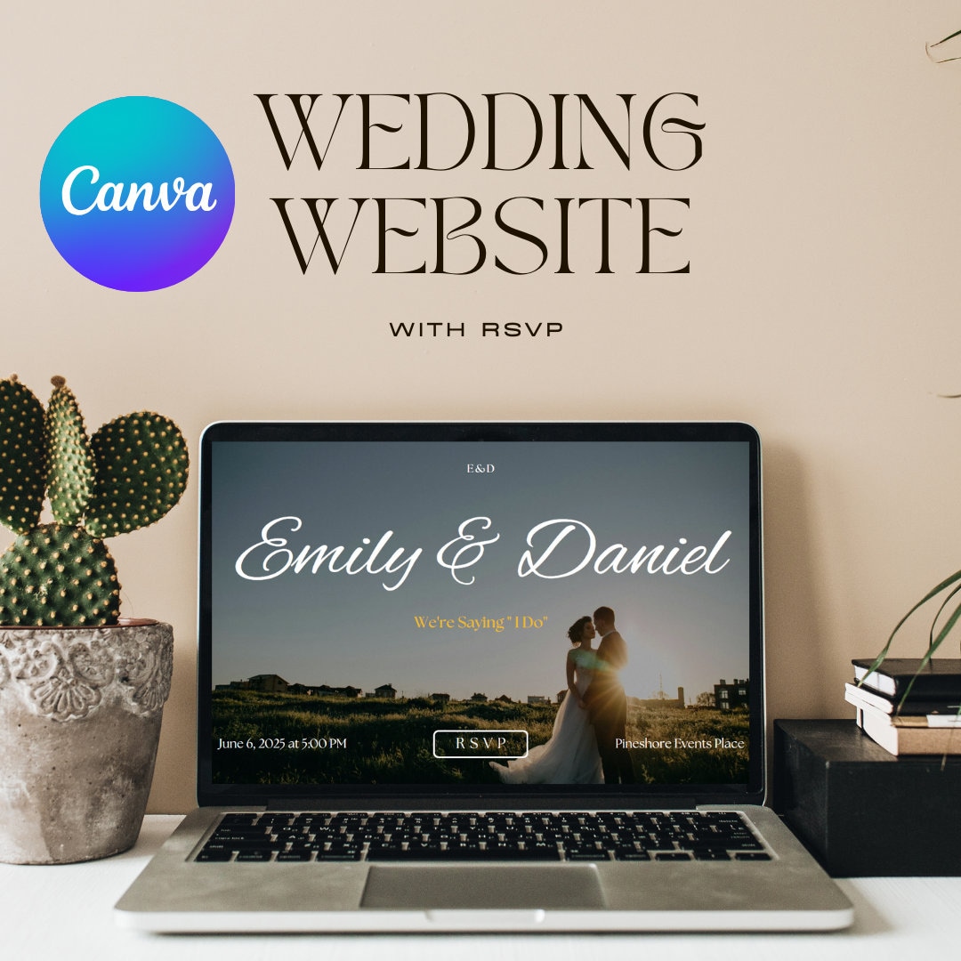 Modern Canva Wedding Website Template, Automated RSVP With Google Forms ...