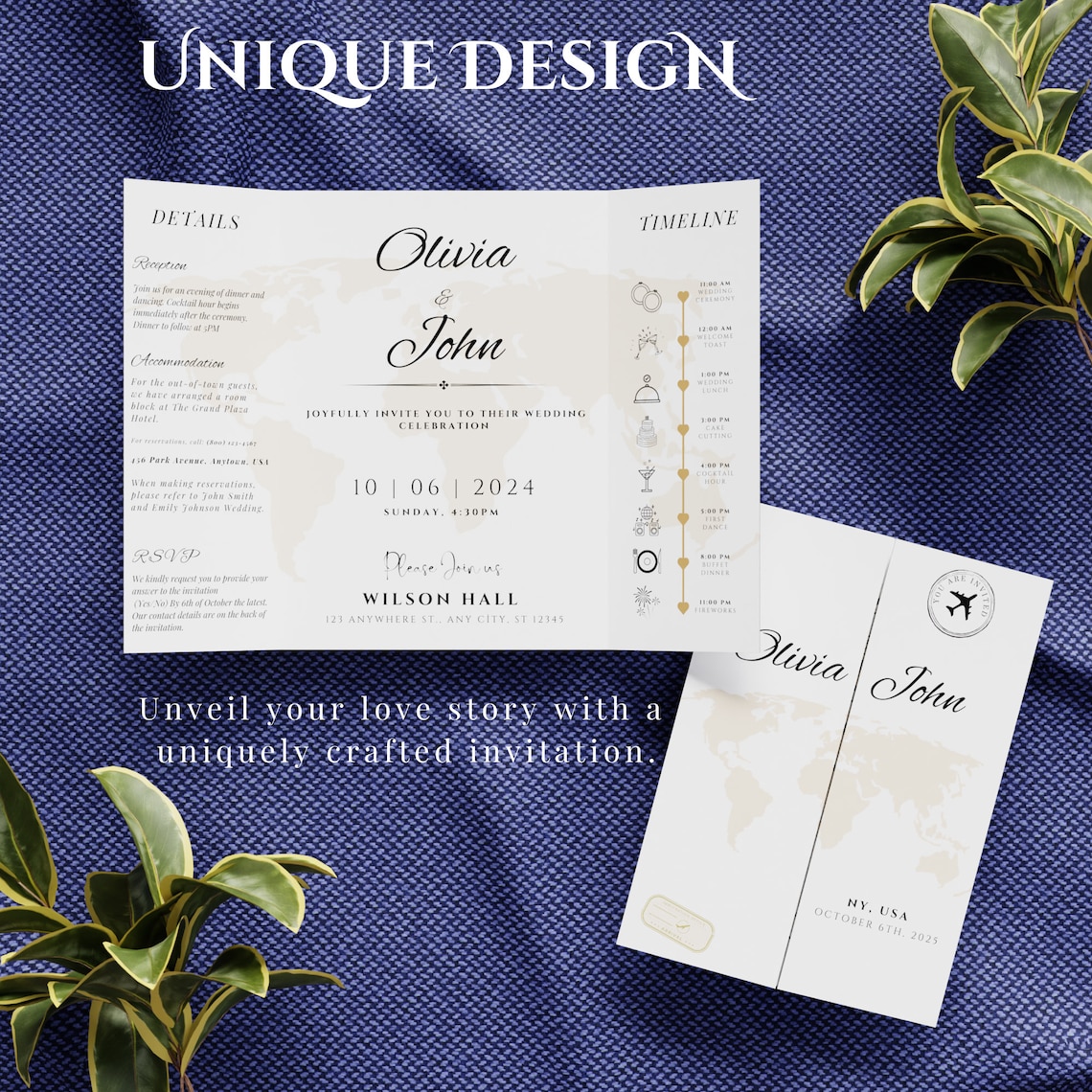 Destination Folded Wedding Invite Template, Trifold Program Card ...