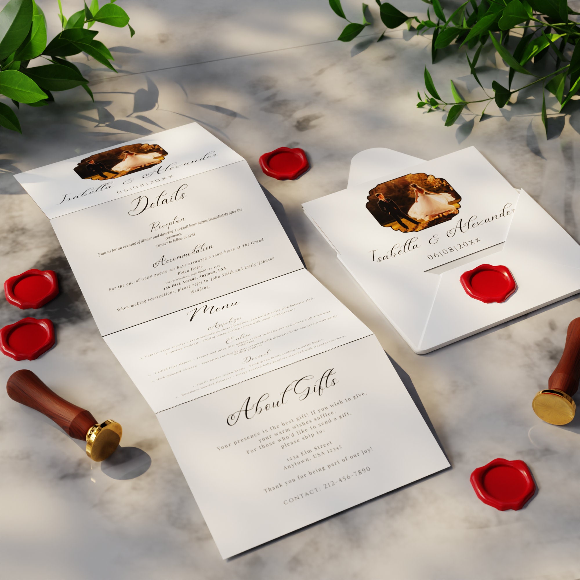 Photo- Concertina Wedding Invitation Template | Folded Wedding Invite ...