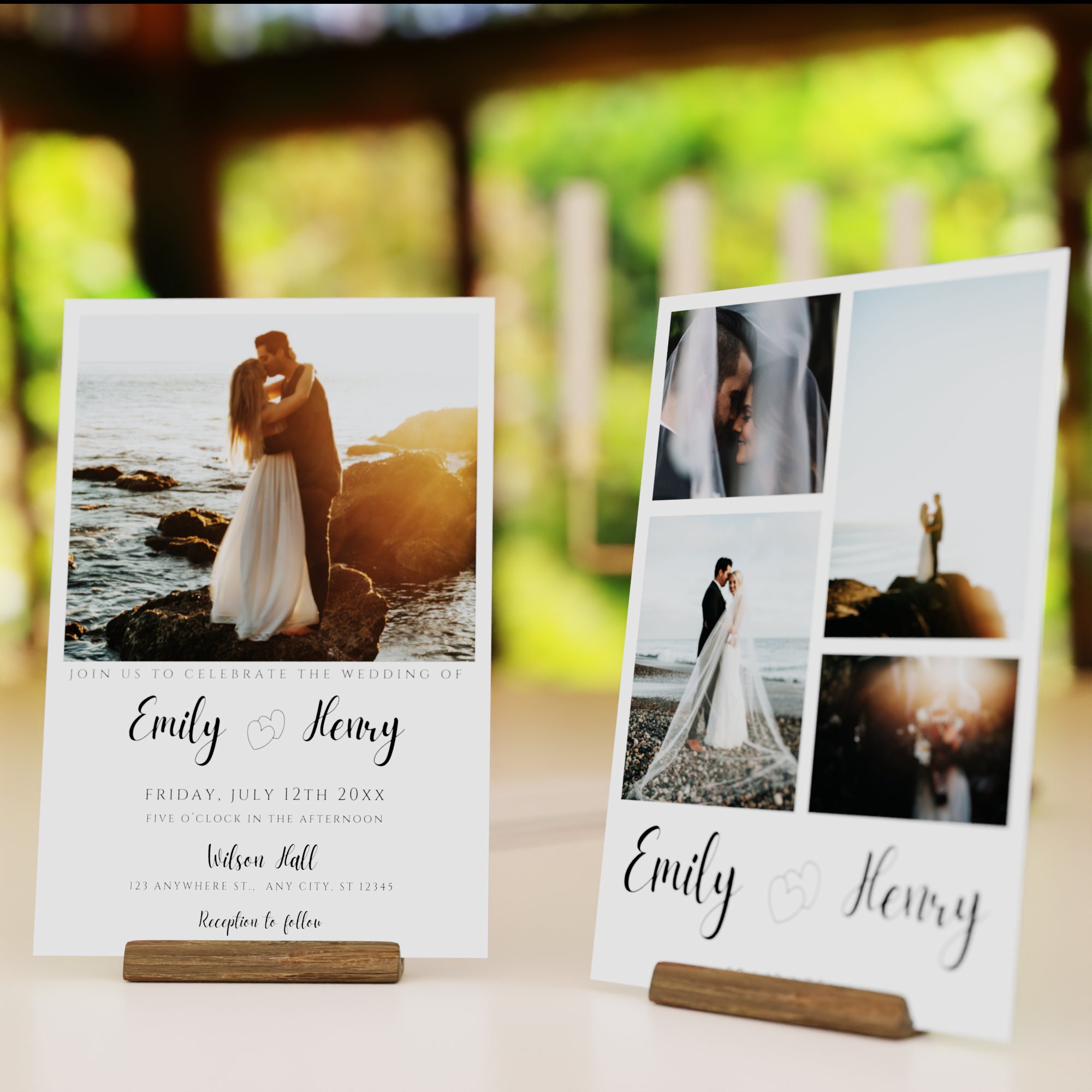 Photo Wedding Invitation Template Photo Collage Invitation Edit With ...