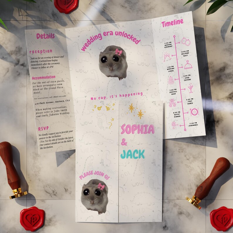 Gen Z Wedding Invitation Template | Aesthetic Gatefold Canva Design ...