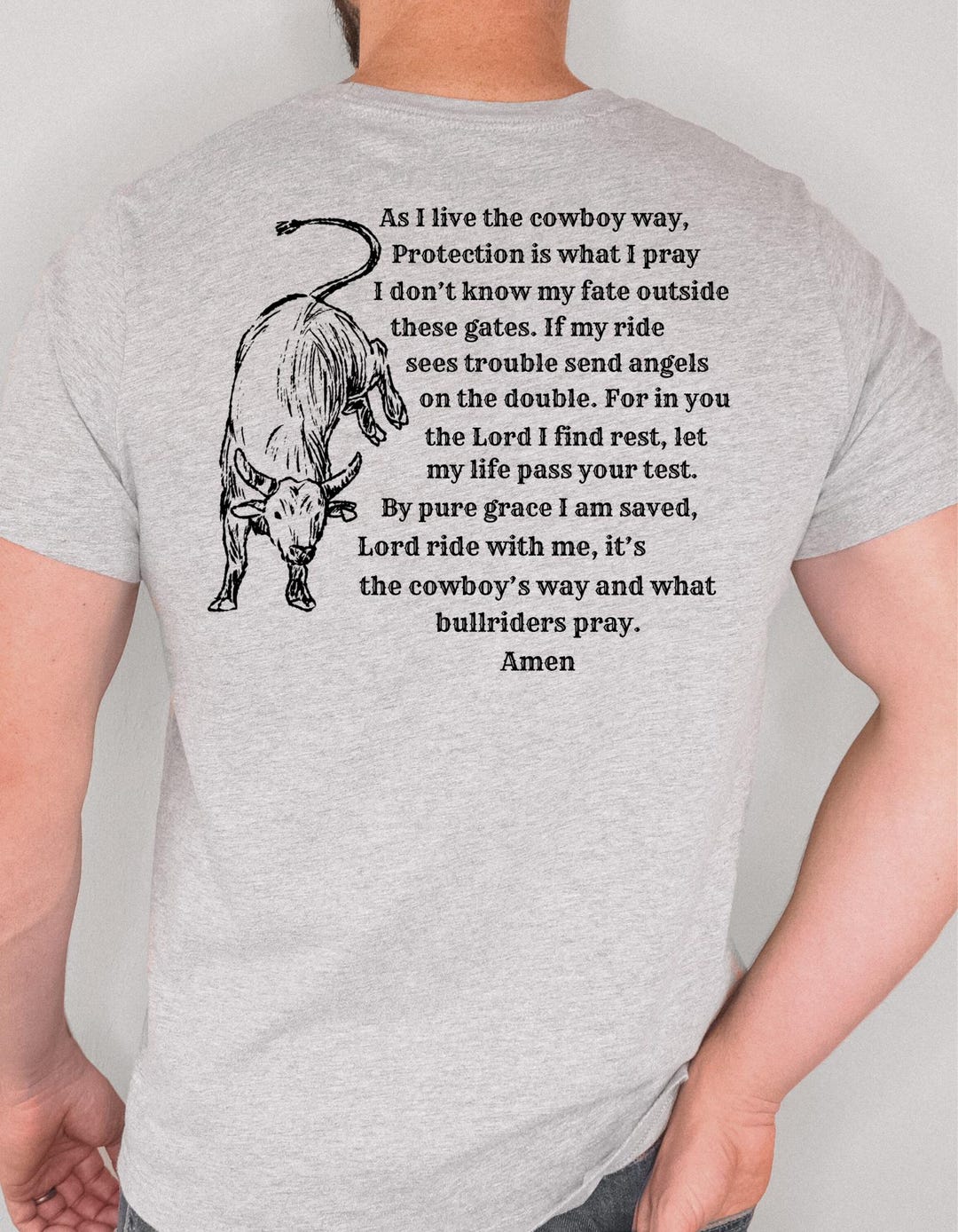 Bull Rider’s Prayer Rodeo T-shirt, Cowboy Gift, Men’s Western Shirt ...