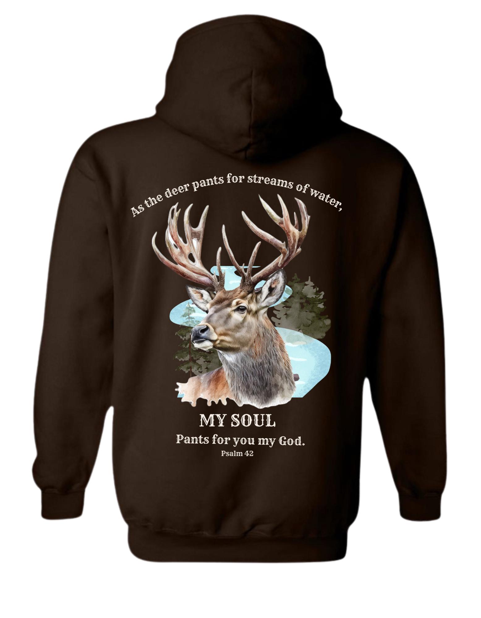 Christian Deer Hoodie, Psalm 42 Bible Verse Design, Front Pocket ...