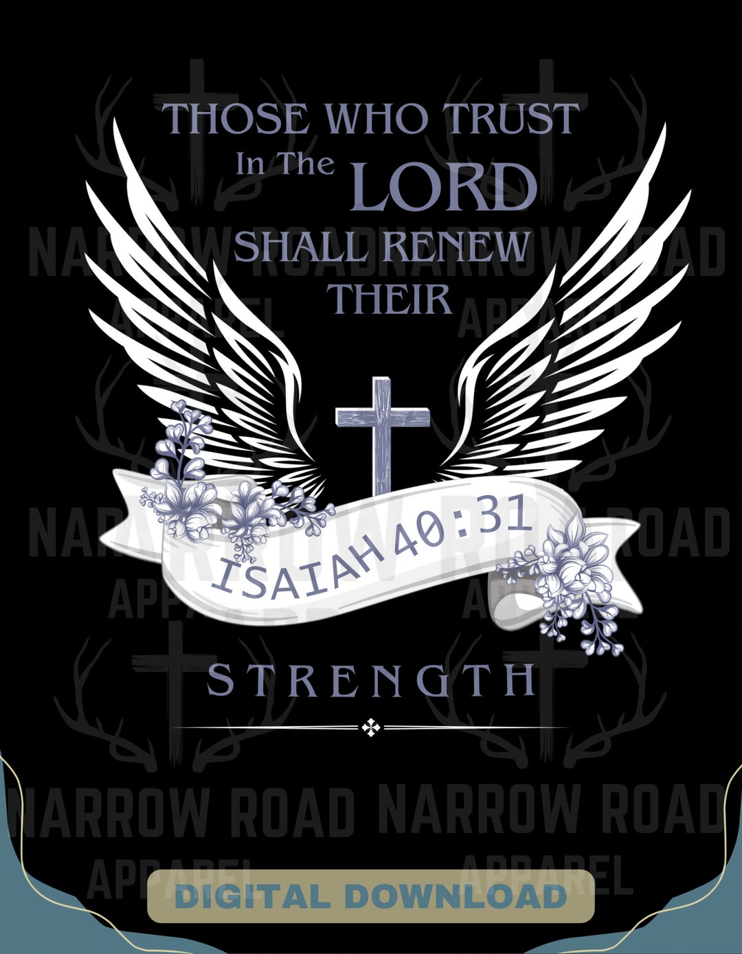 Trust in the Lord and Renew Strength PNG, Christian T-shirt PNG, Isaiah ...