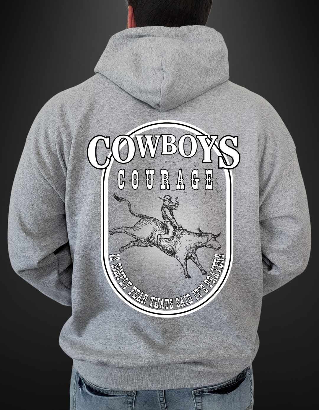Rodeo Bull Riding Hoodie, Cowboy Courage, Christian Rodeo Hoodie, Gift ...