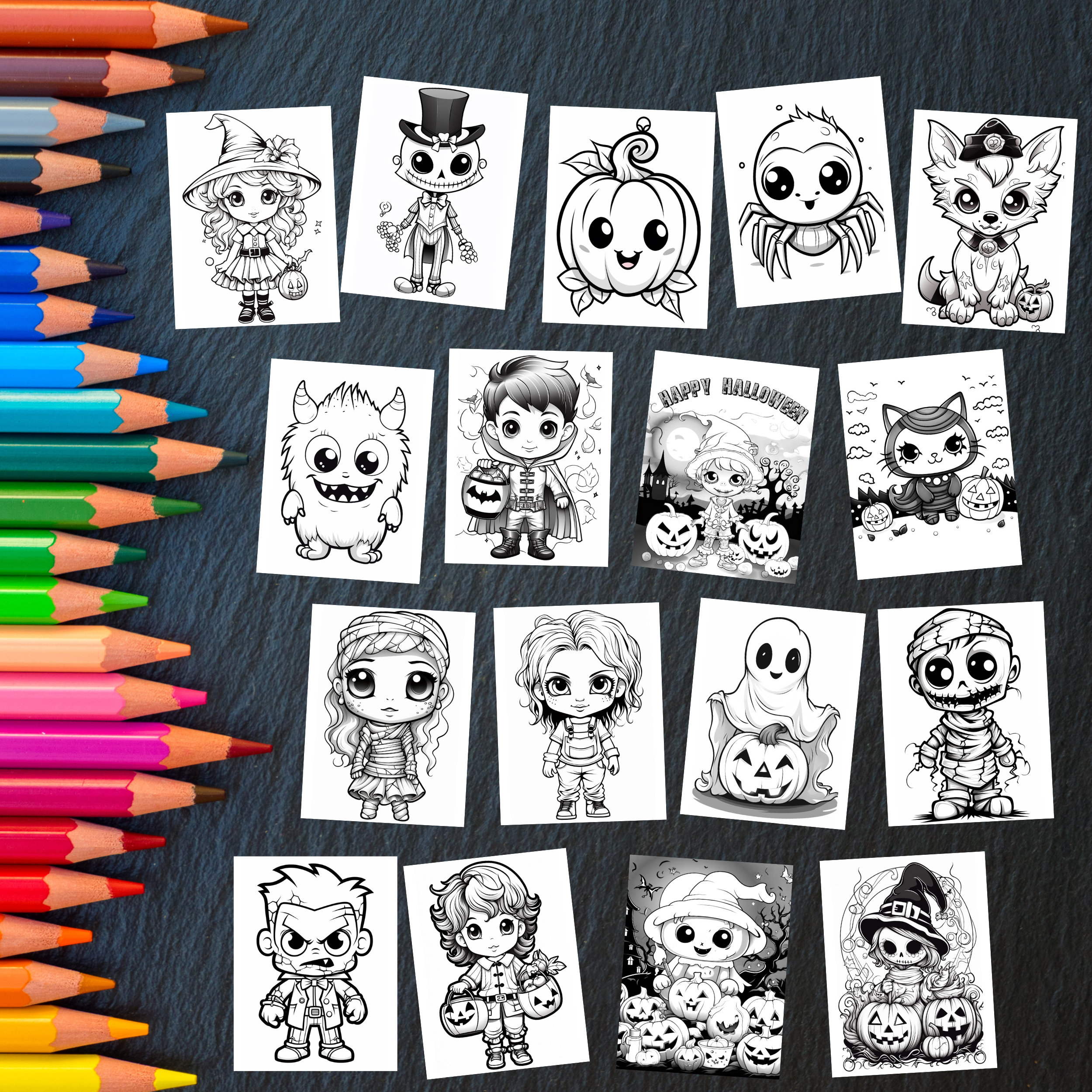 Kawaii Halloween Coloring Pages, 35 Pages, Creepy Kawaii, Cute Kawaii ...