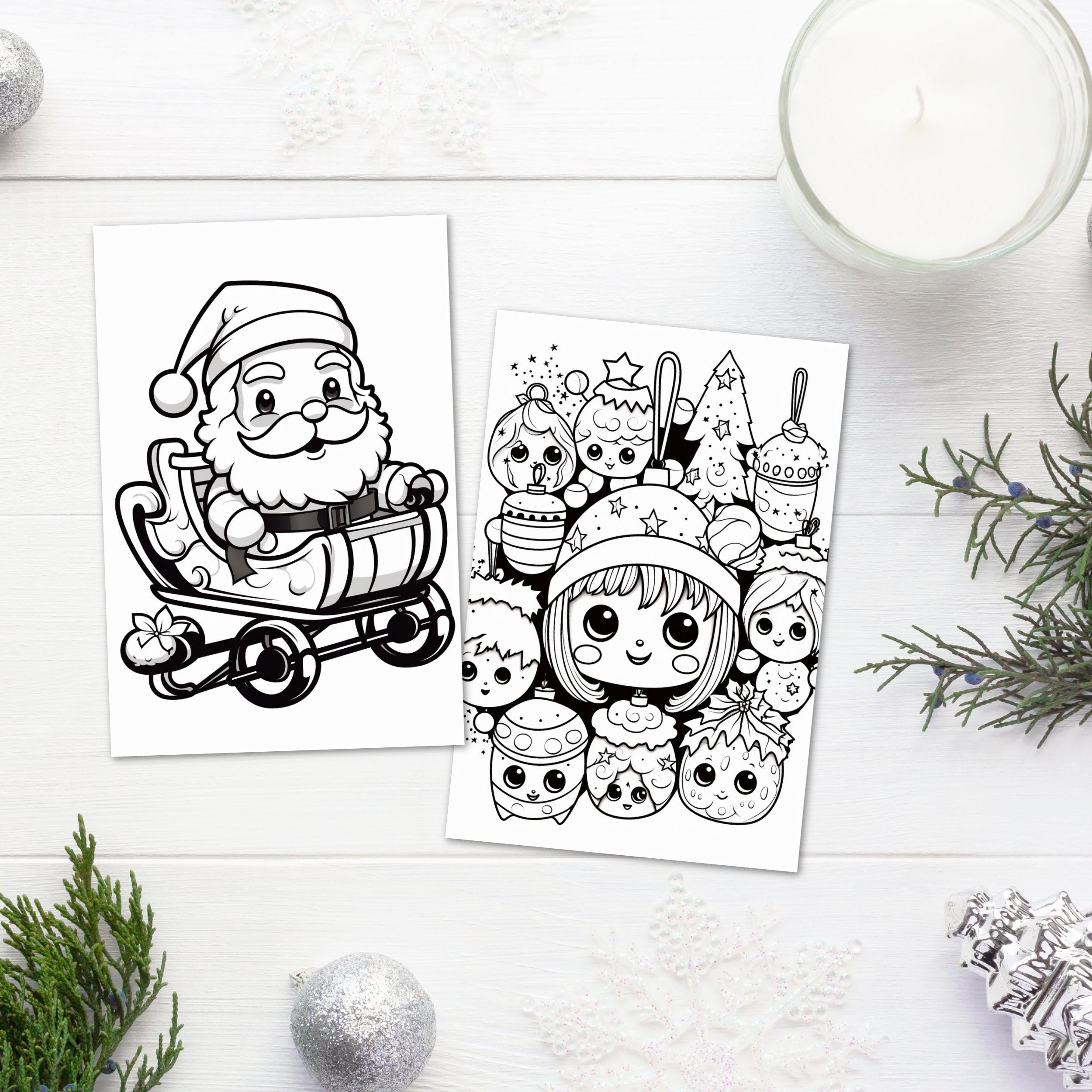 Kawaii Christmas Coloring Pages, 35 Pages, Happy Kawaii, Cute Kawaii ...